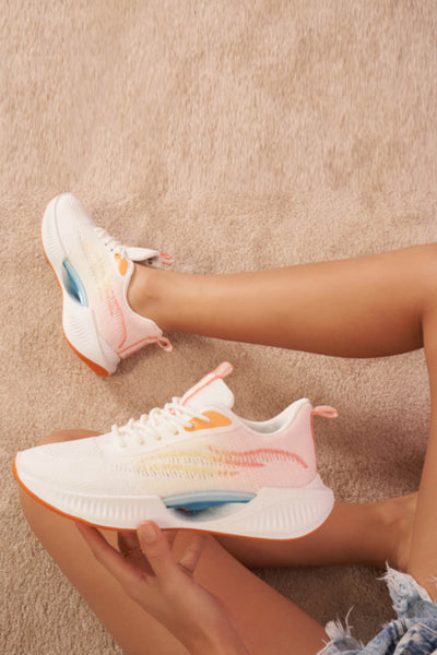 MULTI COLOUR LACE UP FLAT DESIGNER TRAINERS – No Doubt Shoes