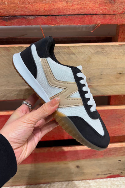 WOMENS BLACK SIDE DETAIL LACE UP DESIGNER SNEAKERS TRAINERS – No Doubt ...